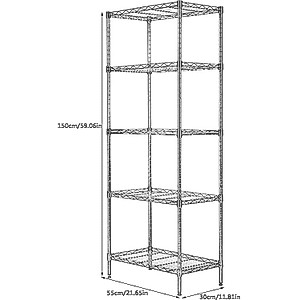 OMKUOSYA 5 Tier Storage Racks and Shelving - Heavy Duty Steel Pantry Shelves - Each Unit Loads 120 Pounds Wire Rack Shelf, Suitable for Kitchen, Bathroom, Closet, Warehouse - Silver