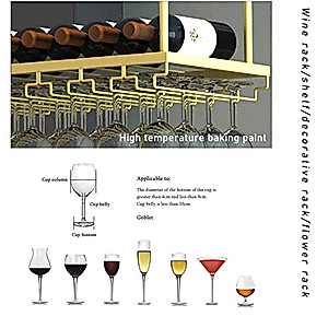 Wine Rack | Ceiling Mounted Wine Bottle Holder | Hanging Storage Shelf for Champagne Stemware Glasses | Industrial Gold Metal Decorative Stand, for Kitchen Bar (Size : 120x30cm)