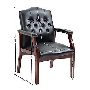 Leather Reception Guest Chairs with Padded Seat and Arms, Ergonomic Mid-Back Office Executive Chair for Meeting Waiting Room Conference Office, Guest Chairs