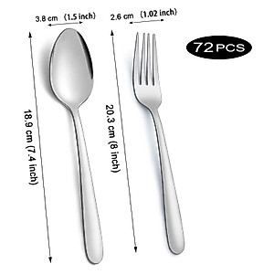 72 Pieces Dinner Forks (8 inches) and Dinner Spoons (7.4 inches), Pleafind Forks Silverware and Spoons Silverware, Contains 36 Pieces Forks and 36 Pieces Spoons, Use for Home, Kitchen, Restaurant
