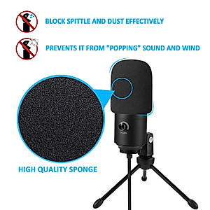 K669B Mic Boom Arm with Foam Windscreen, Suspension Boom Scissor Arm Stand with Pop Filter Cover Compatible with Fifine K669B Microphone by SUNMON