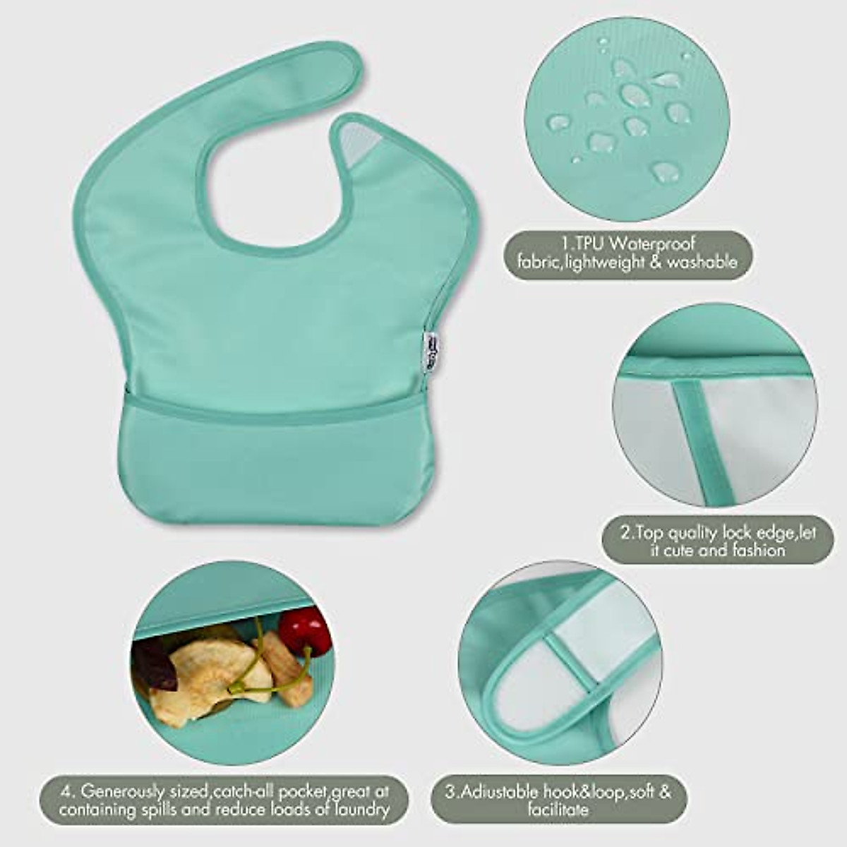 Soarwg Kids Bibs, Baby Bibs, Waterproof Baby Bibs for Boy and Girl, Great Travel Baby Bibs for Eating, Mess Proof Bibs for Baby Unisex, Toddler Feeding Bibs, 5 Pack