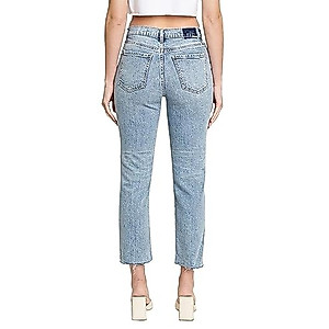 DAZE Women's Straight Up High Rise Straight Denim Jeans (30, Kaboom)