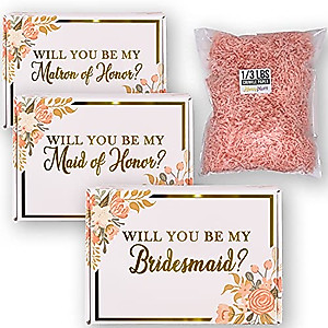 Bridesmaid Proposal Boxes - Set of 8 With Crinkle Paper for Bridal Party - Will You Be My Bridesmaid Boxes, Maid of Honor, Matron of Honor