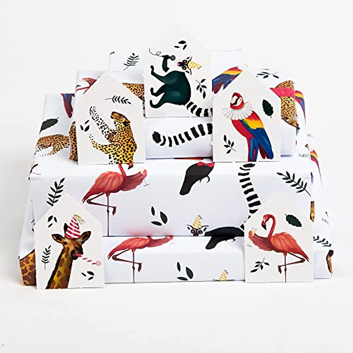 CENTRAL 23 - Wrapping Paper for Kids - Jungle Safari - Green - 6 Gift Wrap Sheets for Boys Girls Birthdays Children - Recyclable