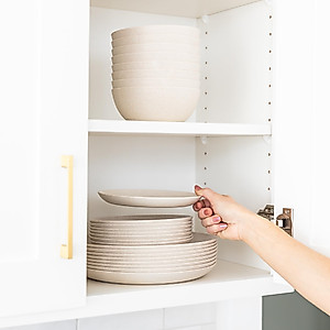 Grow Forward 24-piece Premium Wheat Straw Dinnerware Sets for 8 - Dinner Plates, Dessert Plates, Cereal Bowls - Unbreakable Microwave Safe Plastic Plates and Bowls Sets, RV, Camping Dishes - Sahara