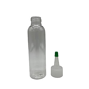 Natural Farms 4 oz Clear Cosmo BPA FREE Bottles - 12 Pack Empty Refillable Containers - Essential Oils - Hair - Aromatherapy | Natural Yorker Cap with green tip - Made in the USA