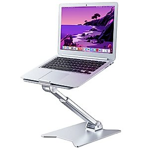 Biuupa Adjustable Laptop Stand for Desk- Sturdy Aluminum Foldable Computer Stand, Non-Slip Ergonomic Laptop Holder Lift for All Computers/ DJ/ Chromebook/ Notebook/ MacBook/ Air/ Pro, 10-16" Silver