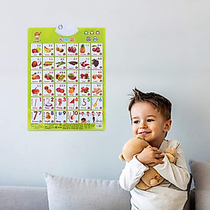 STOBOK 2pcs Fruit, Interactive with Numbers, Charts Between Audio Colors, Music Posters Poster and Chinese Shapes, English Learn Electronic for Home Hanging Preschool