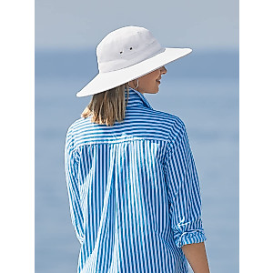 Womens Mens Sun Hat Wide Brim UV-Protection Bucket Fishing Safari Boonie Hat for Summer(Size:L) White