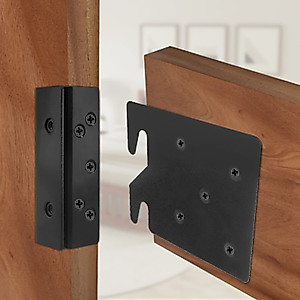 Biaungdo 2 Sets Bed Frame Bed Post Double Hook Slot Bracket, Metal 4.2" x 3.4" x 0.08" Heavy Duty Bed Rail Hooks Plates Bed Accessories for Wooden Bed Frame with Screws (Black)