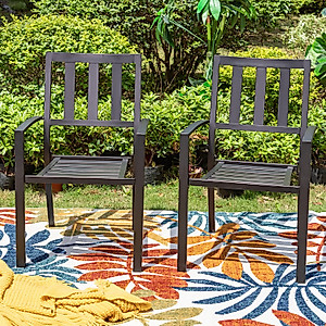 MFSTUDIO 2 Piece Patio Wrought Iron Dining Seating Chair - Supports 300 LBS,(Black)