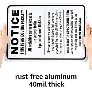 Enjoyist Equine Liability Sign, Statute Horse Barn Stable Farm Sign,- 10"x 14" - .040 Aluminum Reflective Sign Rust Free Aluminum-UV Protected and Weatherproof