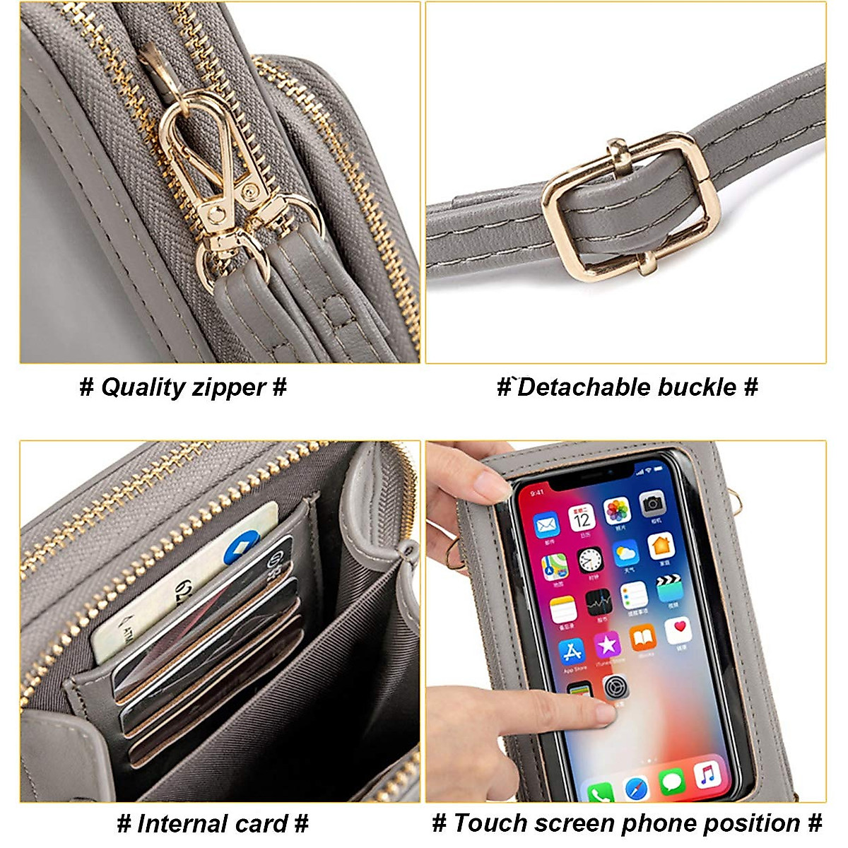 Womens Touch Screen Crossbody Phone Bag, Small Shoulder Bag Cell Phone Wallet Purses and Handbags with Credit Card Slots