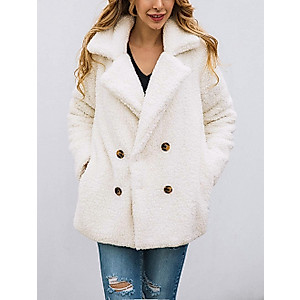 PRETTYGARDEN Women's Fashion Winter Coat Sherpa Fleece Faux Fur Shearling Oversized Trendy Jackets Warm Outerwear (Style Two White,Medium)