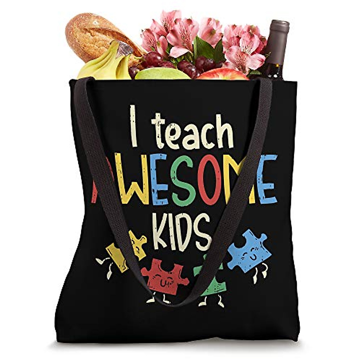I Teach Awesome Kids Autism Special Education Teacher Tote Bag