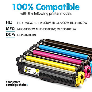 Smart Ink Compatible Toner Cartridge Replacement for Brother TN221 TN225 TN-221 TN-225 (1 Black, C/M/Y 4 Combo Pack) to use with HL-3140CW HL-3170CDW HL-3180CDW MFC-9130CW MFC-9330CDW MFC-9340CDW
