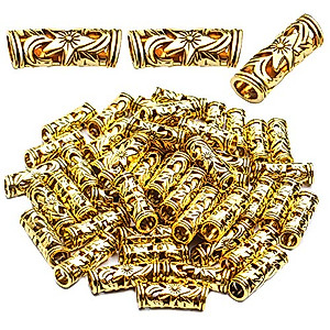 Bail Beads, 50pcs Curved Tube Spacer Beads Antique Alloy Hollow Tube Beads Slide For European Charm Bracelet Necklace Jewelry Making, Antique Golden, 22 x 8 mm, Hole: 5mm