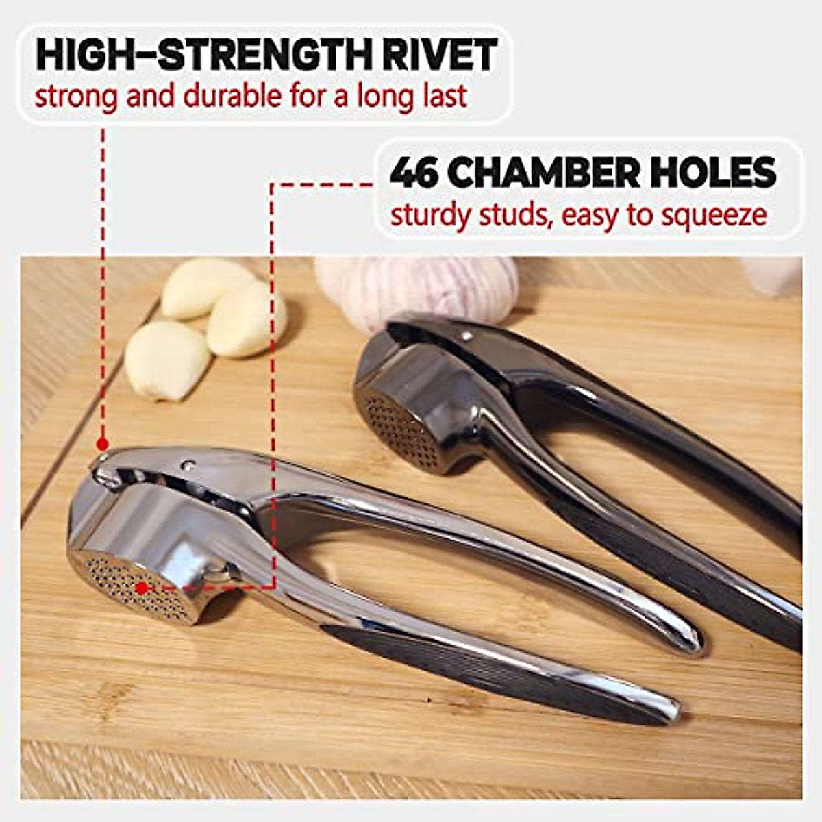 Garlic Press, Heavy Duty Garlic Mincer Ginger Press, Garlic Press Mincer, Professional Grade Garlic Crusher, Rustproof & Dishwasher Safe