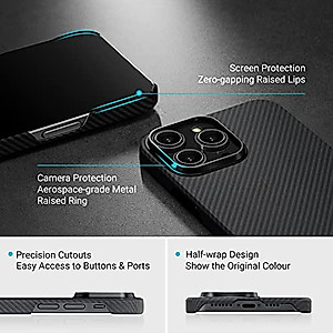 PITAKA Case for iPhone 14 Pro Max Compatible with MagSafe, MagEZ Slim & Light, 6.7-inch with a Case-Less Touch Feeling, 600D Aramid Fiber Made [ 3 - Black/Grey(Twill)]