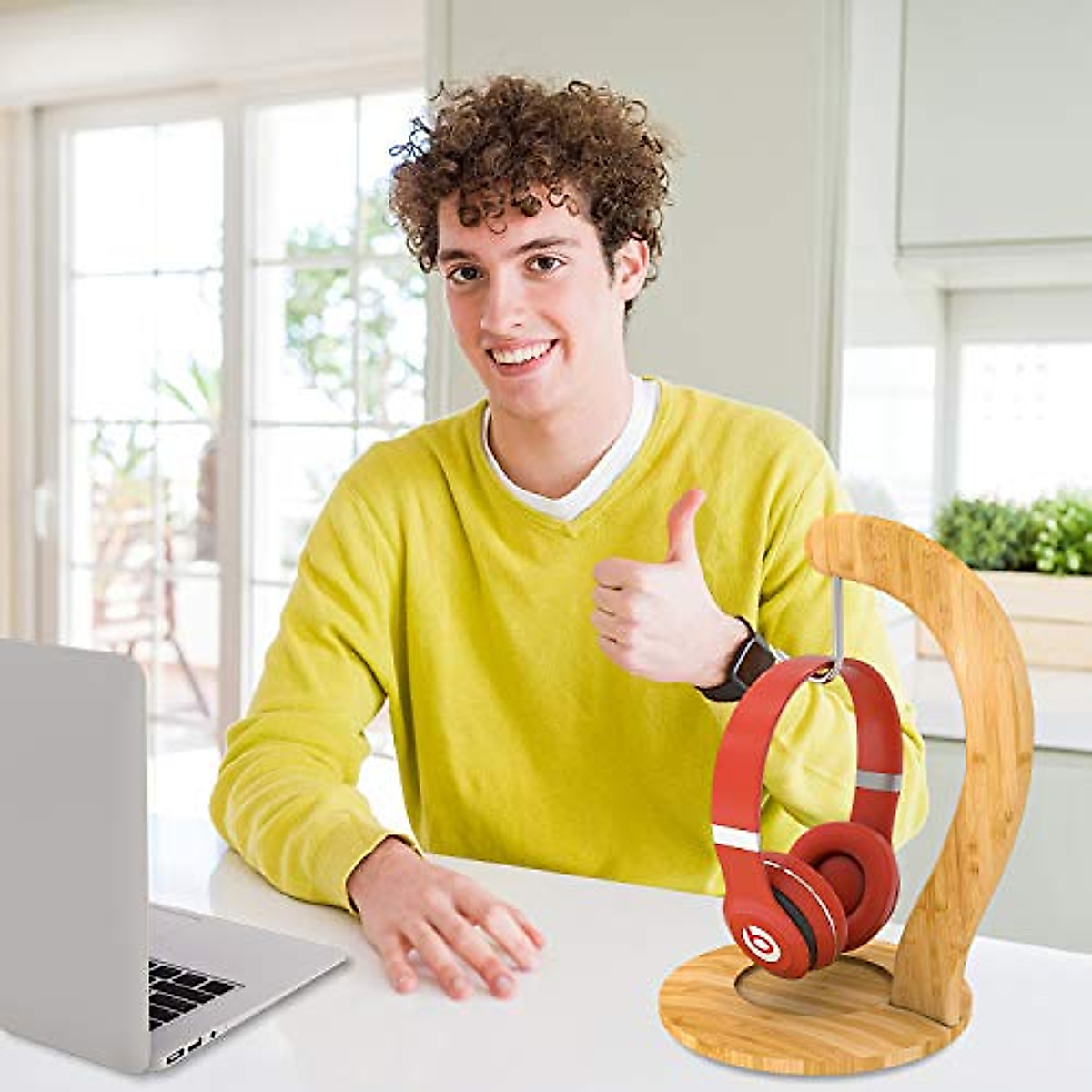 Banana Hanger Bamboo Holder Stand - Sturdy Display with Hook for Home or Bar, Countertop Fruit Storage,Natural Color