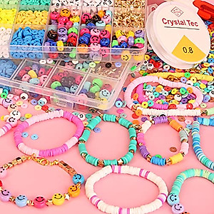UHIBROS 5800 Pcs Clay Beads for Bracelet Making Kit, Jewelry Making Kit for Girls 16 Color Polymer Heishi Beads Bracelets Making Kit Gifts for Girls with Smiley Face Letter Beads