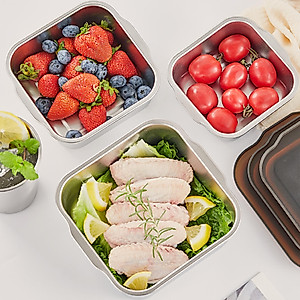 BEFOY Stainless Steel 101oz Big Food Storage Containers with Translucent Lid Food Lunch Box Containers Leak-proof Light Easy Set with Air Vent Snack Boxes (700/1700/3000)