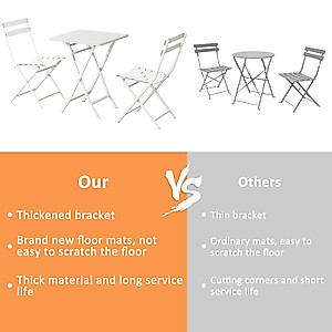BOSTANA 3-Piece Bistro Set, Steel Folding Bistro Table and Chairs Set of 3 with 2 Chairs and 1 Square Table, Outdoor Indoor Patio Bistro Set for Patio Yard Garden, White