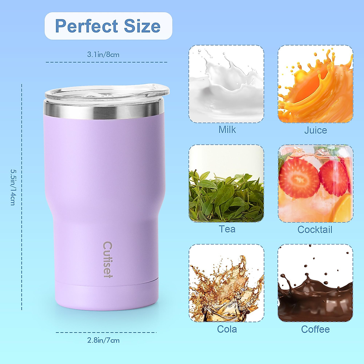 Cutiset 12oz Coffee Tumbler, 2 Pack Insulated Tumblers Bulk,Dishwasher Safe, Iced/Thermo Coffee Mug Cup Gifts for Women Men Couples Car Party Office…