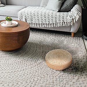 11.8In/30CM Hand-Woven Natural Cattail Mat Cushion Pouf, Japanese Style Round Straw Seat Pad, Handmade Floor Pouf for Party Living Room Bay Window 1 Count (Kids)