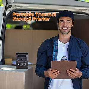 MIGYKO Portable Wireless BT 58mm 2 Inch Thermal Receipt Printer Mini USB Bill POS Mobile Printer Support ESC/POS Print Command Compatible with Android/iOS/Windows for Small Business Restaurant Retail