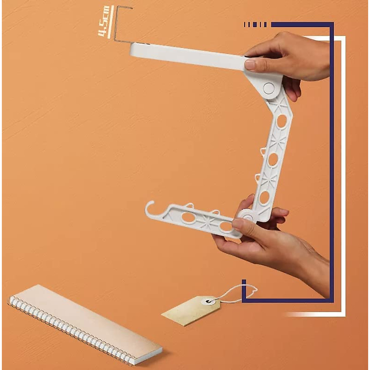 Multifunctional Portable Folding Door Hanger with 5 Holes for Hanging and Drying All Clothes, Coats, Scarves etc. Ideal for Home, Office and Traveling (White)