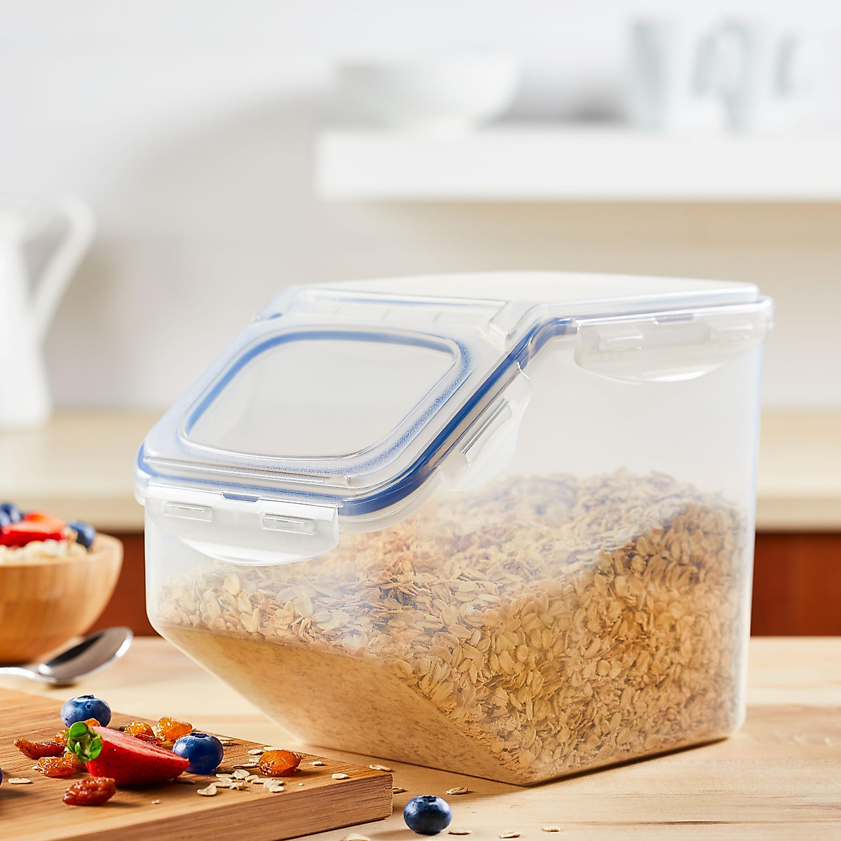 LocknLock Easy Essentials Food Lids (Flip-Top) / Pantry Storage, BPA Free, Top-21 Cup-for Beans, Clear