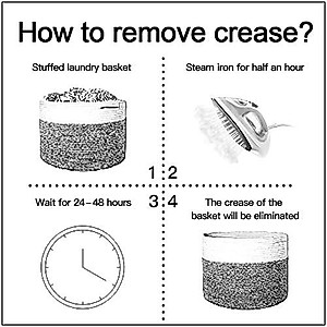 OIAHOMY Laundry Basket- Rope Basket Large Storage Basket with Handles,Modern Decorative Woven Basket for Living Room,Storage Baskets for Toys, Throws, Pillows,and Towels -18"×16"-White&Yellow