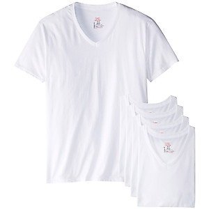 Hanes Ultimate Men's 6-Pack Best V-Neck T-Shirt, White, Large