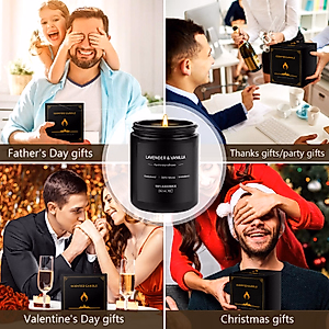 Scented Candles Black for Men, Lavender & Vanilla Jar Candles, Soy Candles for Home Scented, Aromatherapy Candles Gifts for Women & Men, 7oz