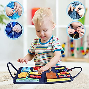 ZMLM Montessori Busy Board Toys: Toddler Sensory Toys Gifts for 1 2 3 4 Year Old Boys Girls Toddler Activity Board Preschool Educational Travel Toy Kids Learning Fine Motor Skills