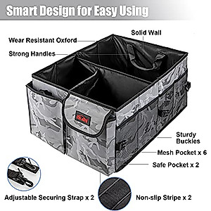 CZC AUTO Car Trunk Organizer Premium Collapsible/Foldable Cargo Trunk Storage Organizer with 3 Compartments, Large Capacity for Car SUV Truck