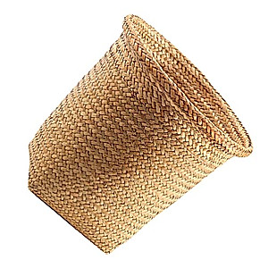 Toyvian 1Pc Straw Woven Storage Basket, Round Rattan Waste Basket Decorative Round Trash can for Bedroom Desktop Coffee (28cm)