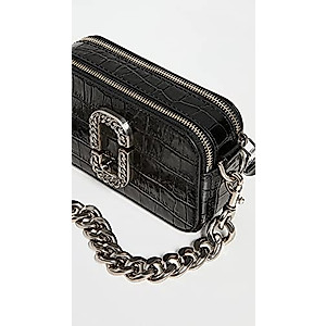 Marc Jacobs Women's Snapshot Croc Embossed Camera Bag, Black, One Size