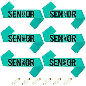 6Pcs Teal Senior 2025 Sash with Black Printing Letters, 2025 Graduation Celebrations Sashes, Class of 2025 Sash for Graduation Party, Senior Cheer Sashes, Cheerleader Sash, Class Competition Sashes