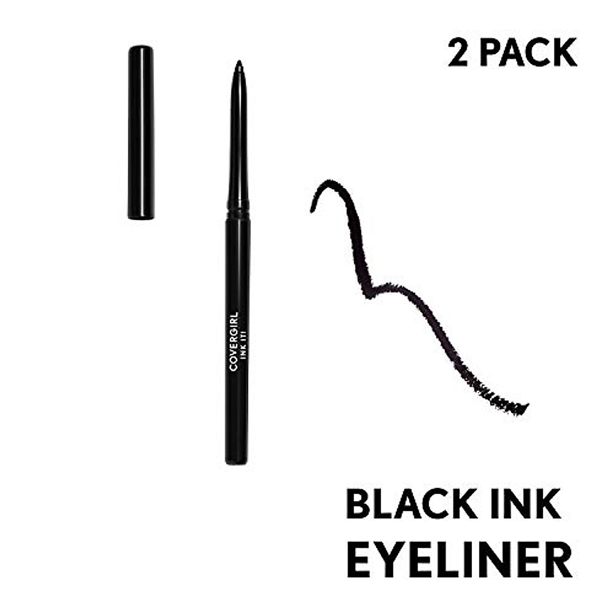 COVERGIRL Ink It! By Perfect Point Plus Waterproof Eyeliner, Black, 2 Count