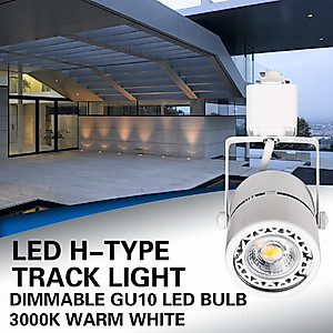 EAGLOD 10W H Track Lighting Heads,Dimmable LED Track Light Fixtures for Accent Retail Artwork,3000K Warm White, Linear Track Light H Type - 120V 24° Angle Halo Type- 8 Pack (White)