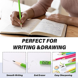 TecUnite 120 Pcs HB Pencils Unsharpened Pencils with Eraser Wooden Hexagonal Pencils for Kids Adults Gifts Graphite Pencils for Exams School Office Sketching (Rainbow Colors,Simple)