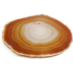 Gift Set of Four Genuine Brazilian (3.5"- 4") Agate Coasters. Includes Protective Rubber Bumpers - Natural