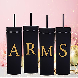 Personalized Letter M Skinny Tumbler.16oz Matte Initial Skinny Tumblers with Lids and Straws.Personalized Custom Slim tumblers Cups Gifts.Novelty Birthday Christmas Gifts for Men Women.