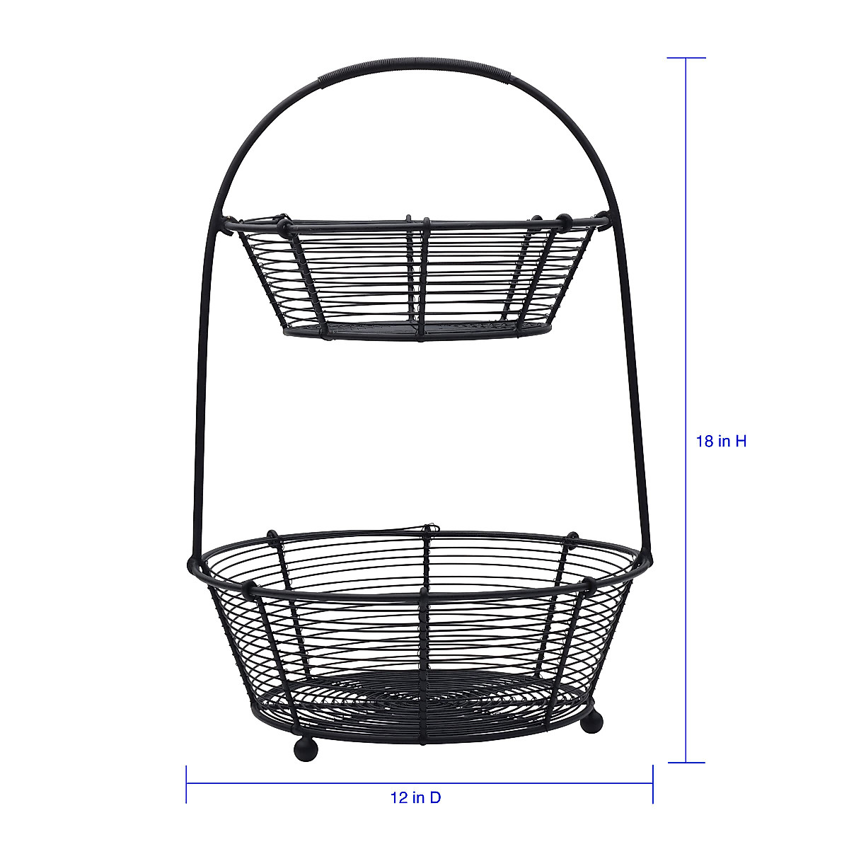 Gourmet Basics by Mikasa Tulsa Fruit Metal Storage Basket, 2-Tier, Black