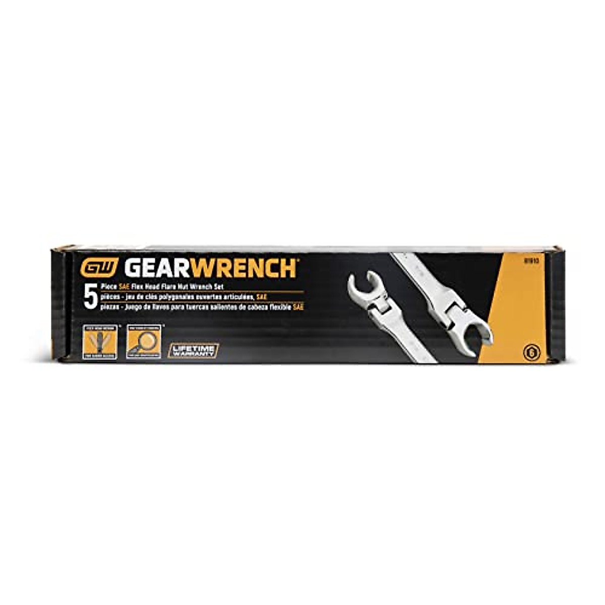 GEARWRENCH 5 Pc. Flex Head Flare Nut Wrench Set, SAE - 81910