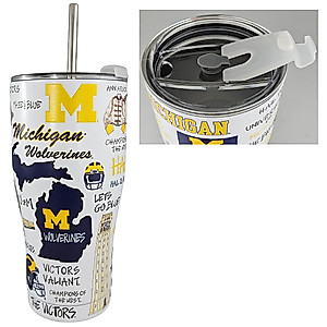 University of Michigan 30oz Stainless Steel 3D Icon Tumbler – High Performance Double-Walled Thermos w/Convertible Lid & Straw – Insulated Decorative NCAA Beverage Vessel – Keeps Drinks Hot or Cold