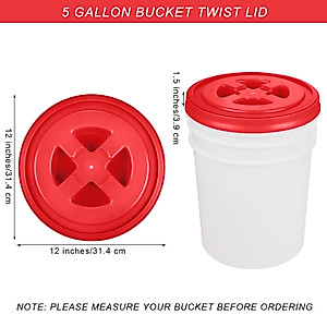 Aodaer 4 Pieces Seal Lid 5 Gallon Bucket Twist Lid Food Storage Container Lid Reusable Plastic Seal Lid Food Storage Container Lids (Red, Yellow, Blue, Green)